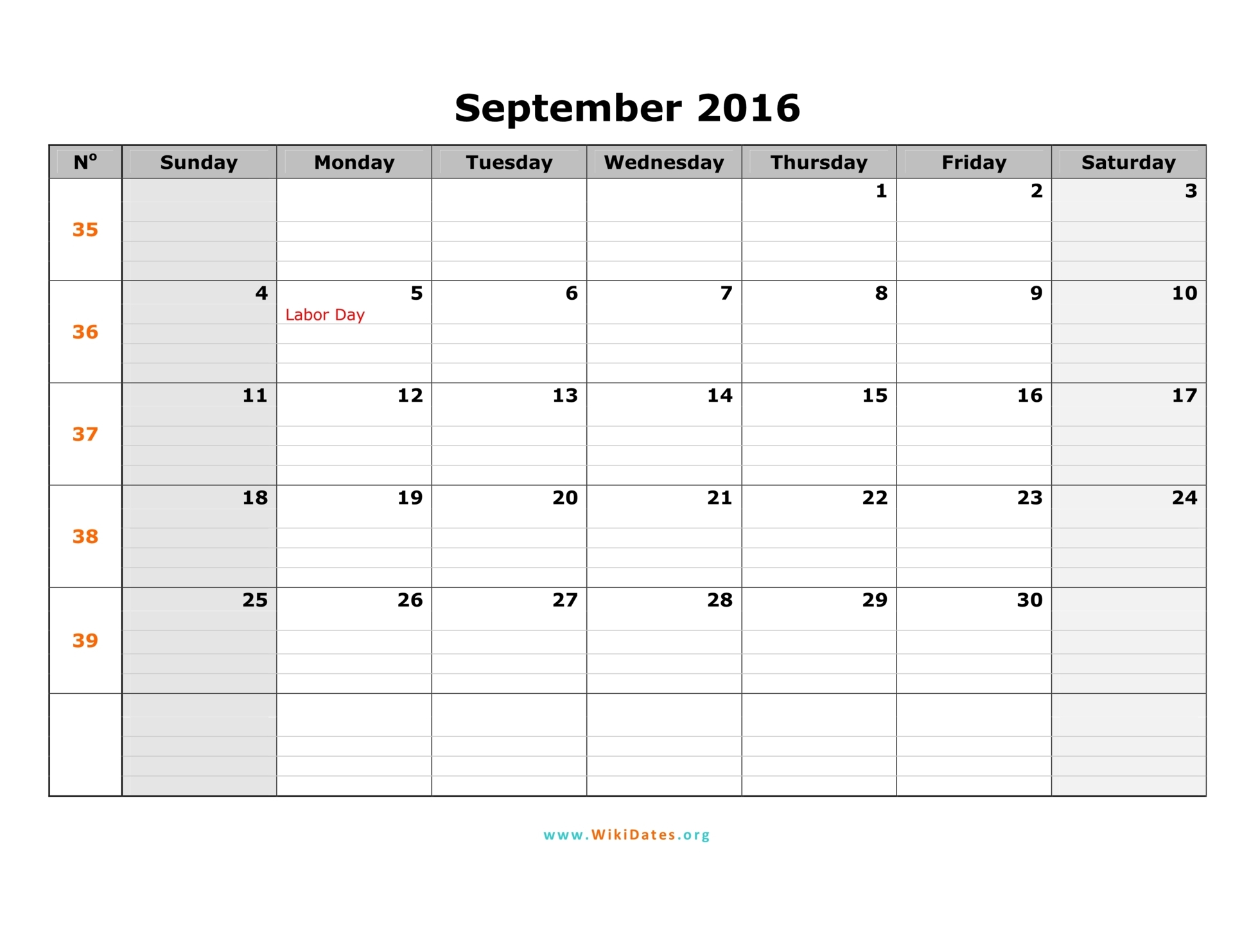 September 2016 Calendar | WikiDates.org September 2016 Calendar | WikiDates.org