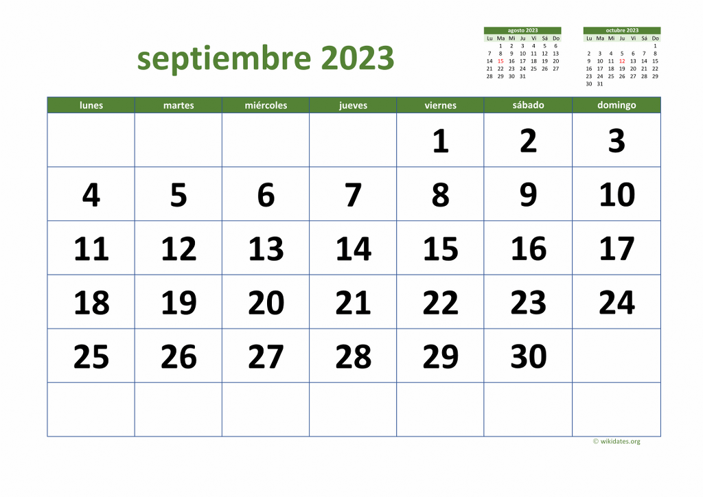 Calendario Septiembre 2023 WikiDates Calendario Septiembre 2023 WikiDates