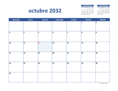 Calendario Octubre 2032 de México | WikiDates.org